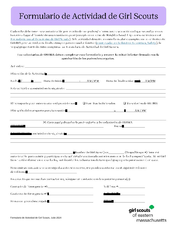 Forms and Documents | Girl Scouts of Eastern Massachusetts (GSEMA)