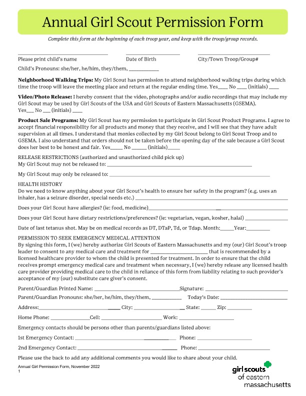 Forms and Documents | Girl Scouts of Eastern Massachusetts (GSEMA)
